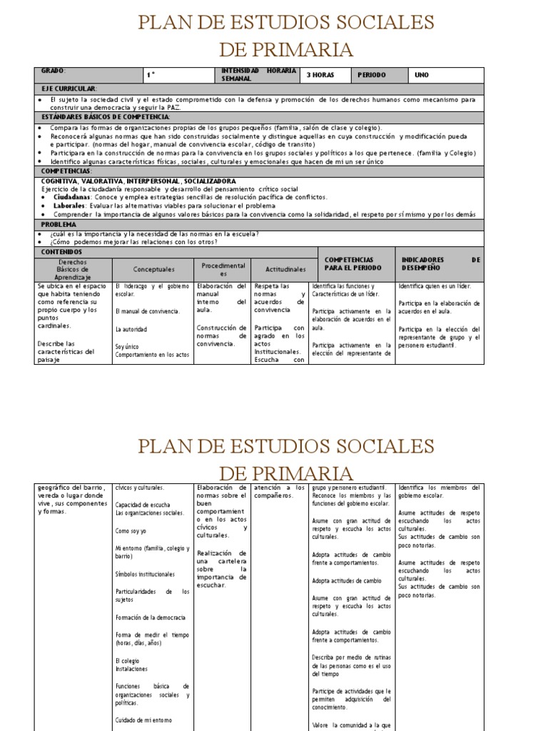 Formato SOCIALES | PDF | Plan de estudios
