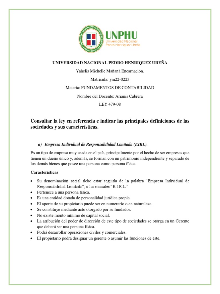 Ley 479-08: Tipos de Sociedades en RD | PDF | Conceptos legales | Empresas