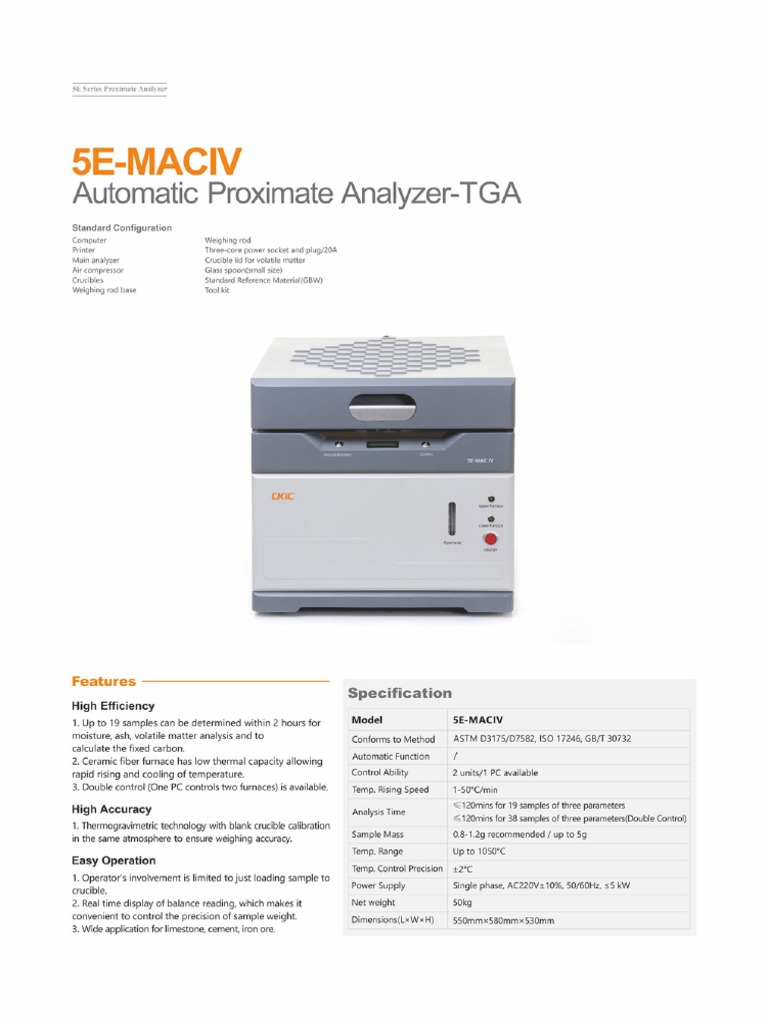 Proximate Analyzer | PDF