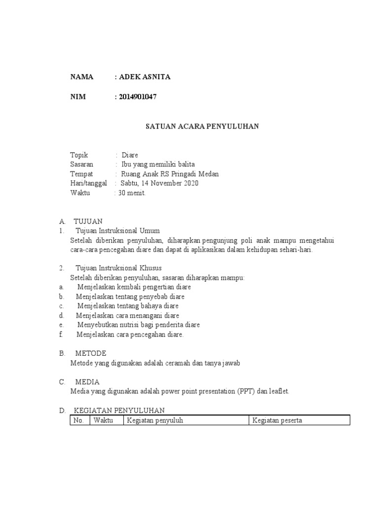 SAP Diare Dan Leaflet Diare | PDF