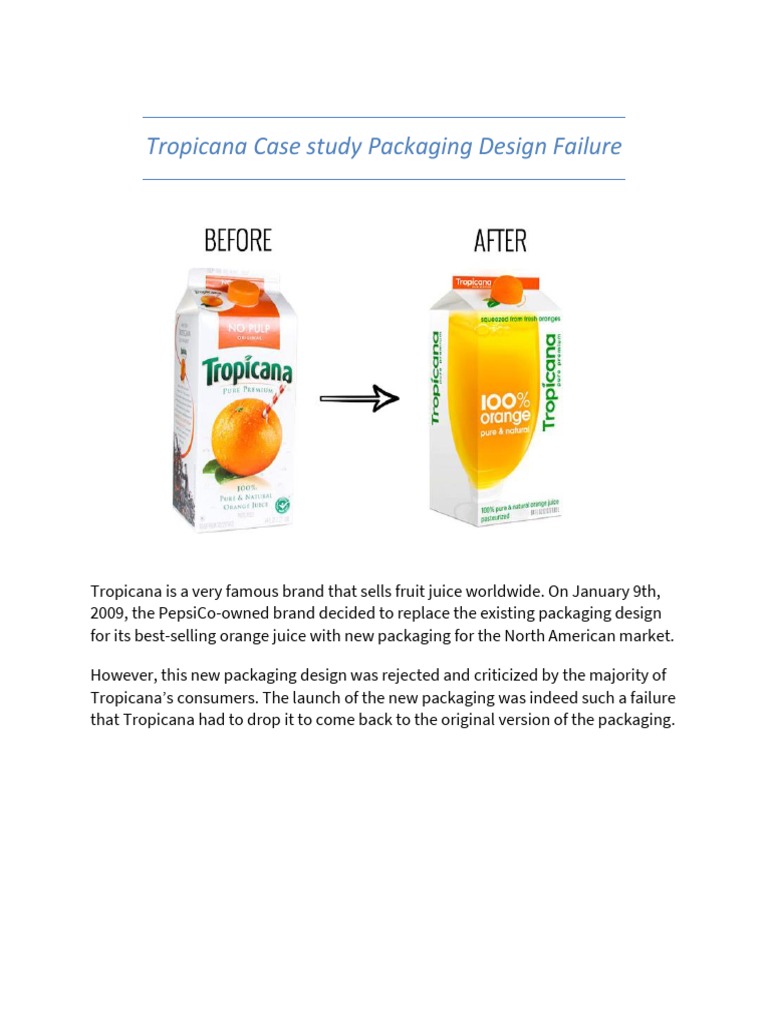 Tropicana Case study Packaging Design Failure | PDF | Business ...