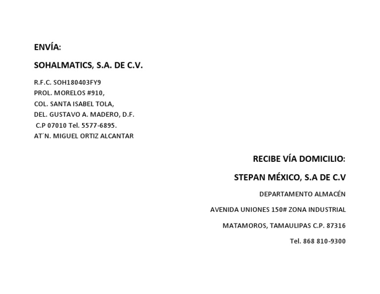 Formato Envío Paquetería | PDF