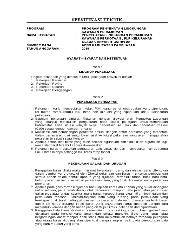 Spesifikasi Teknis Keseluruhan | PDF | Griya & Taman | Teknologi & Rekayasa