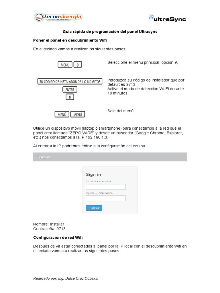 Guía Rápida de Programación Del Panel Ultrasync | PDF | Wifi | Red de ...