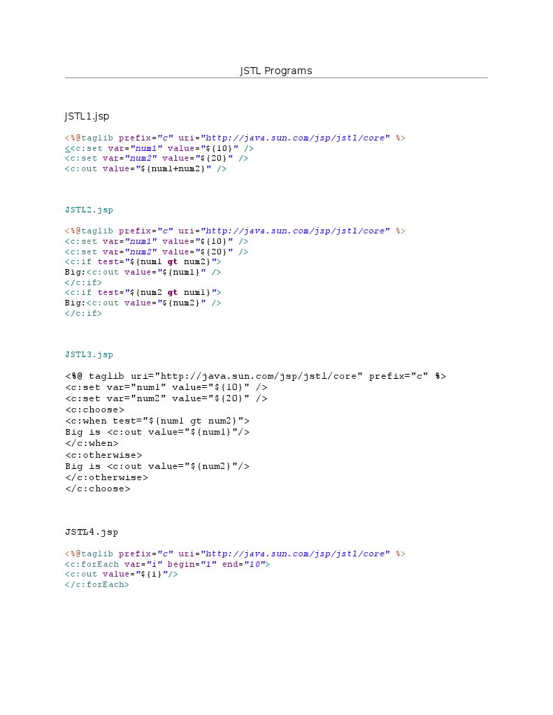 JSTL Examples: Core and SQL Tags | PDF | Technology & Engineering