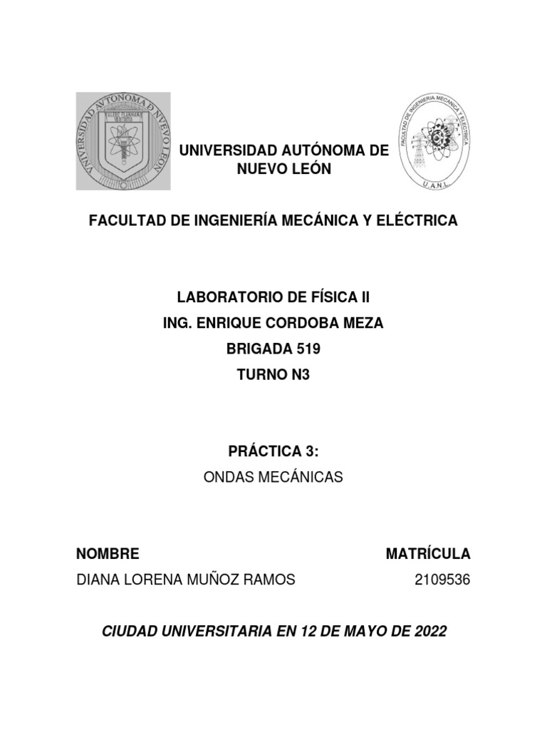PRÁCTICA 3 Laboratorio de Física 2 | PDF | Olas | Física Aplicada e Interdisciplinaria