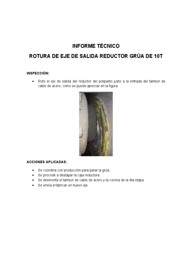 INFORME - Rotura de Eje Puente | PDF