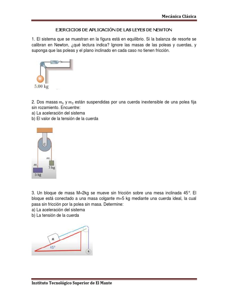 Ejercicios - Aplicación Leyes de Newton | PDF