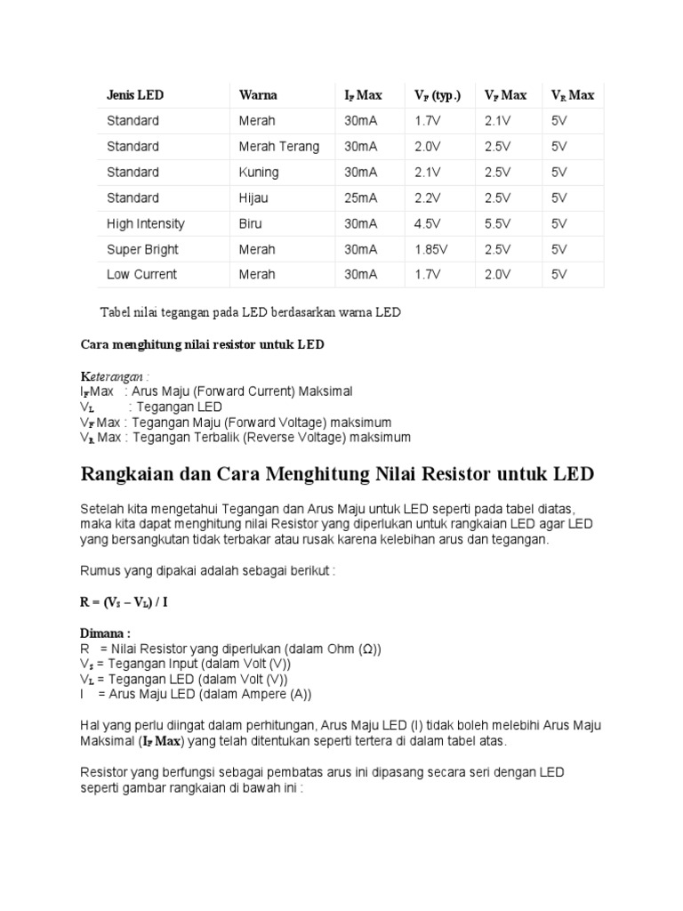 TAbel Nilai LED | PDF