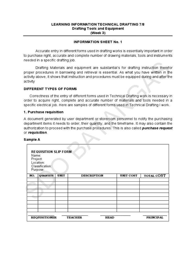 Technical Drafting Forms Overview | PDF | Inventory | Receipt