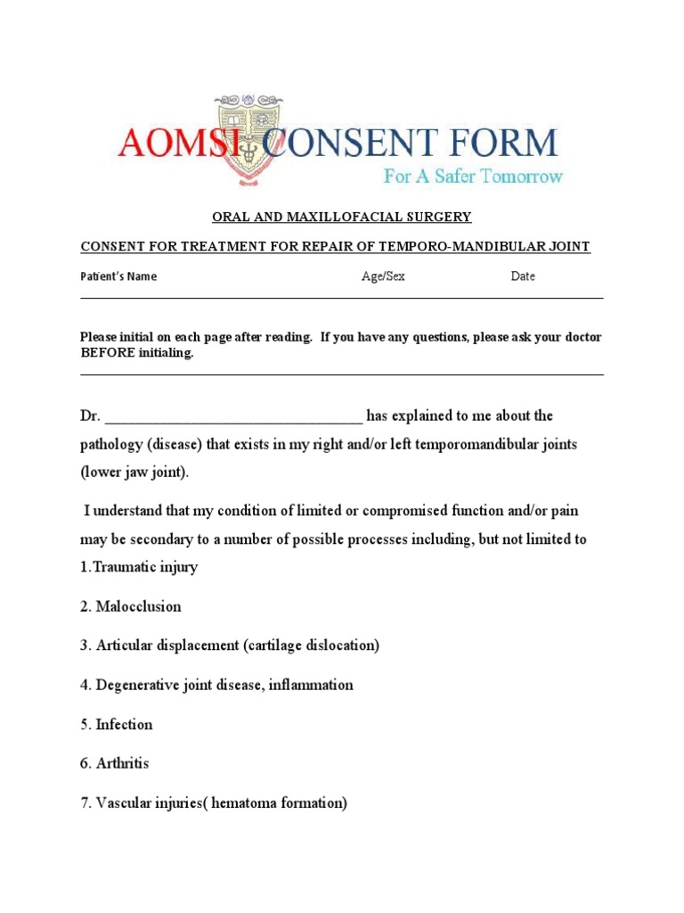 8.consent For TMJ Surgeries | PDF | Surgery | Medicine
