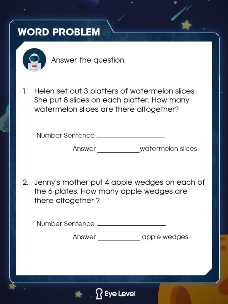 Word Problem: Number Sentence Answer Watermelon Slices | PDF