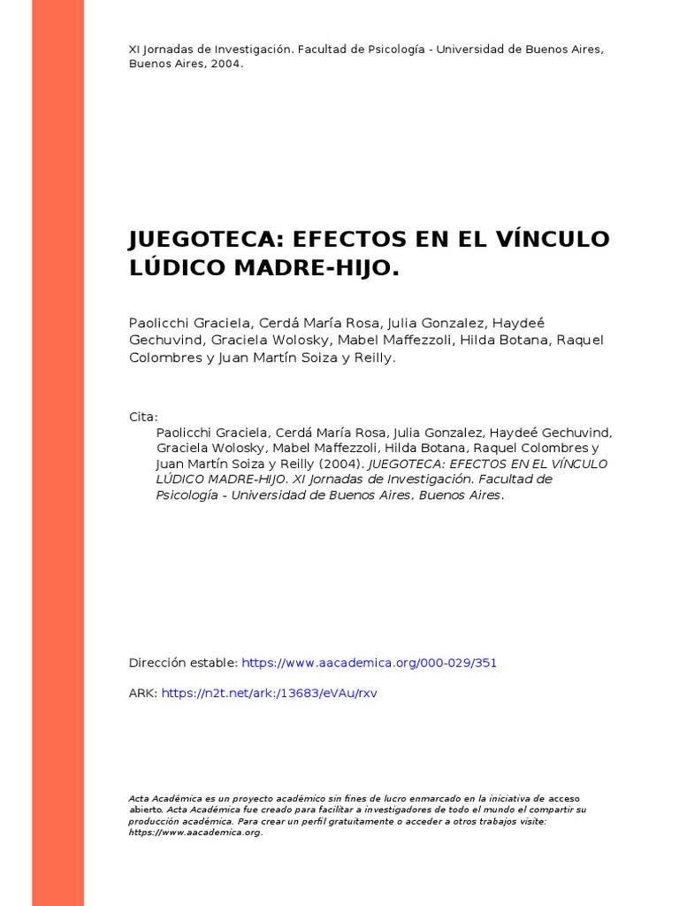 Juegoteca Efectos en El Vínculo | PDF | America latina | Psicoanálisis