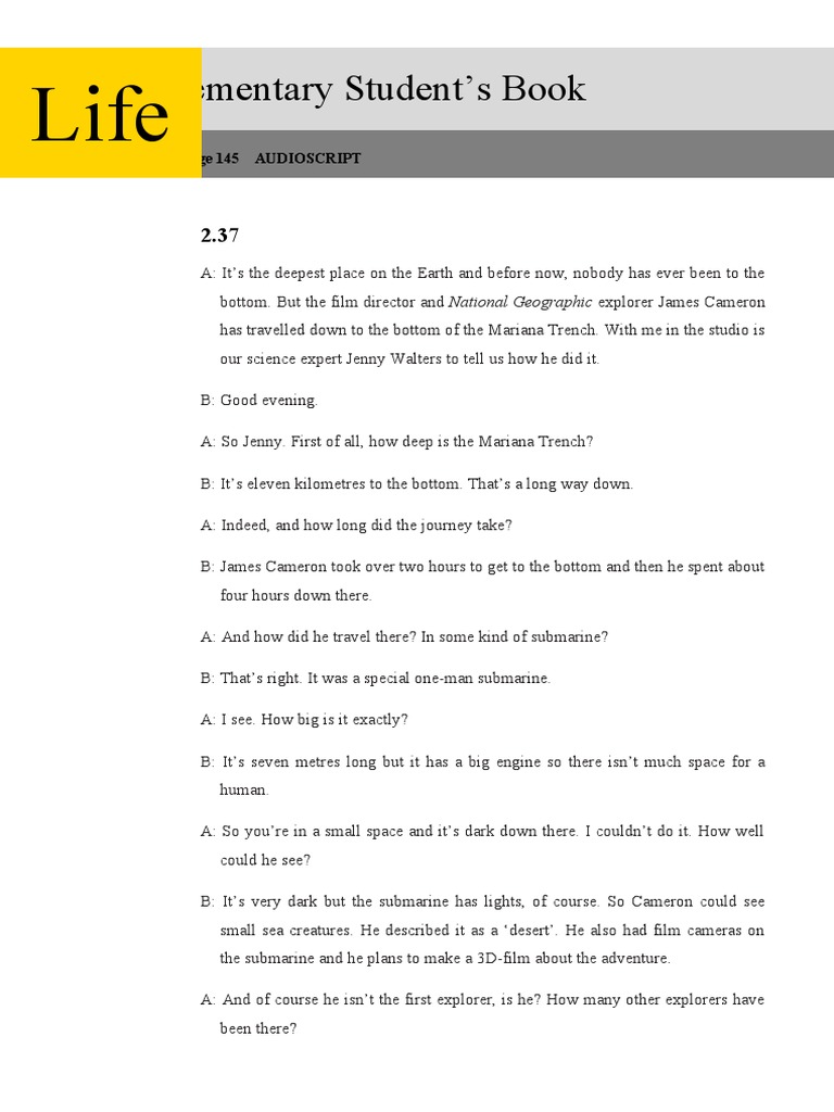 Elementary Student's Book: 12b Page 145 AUDIOSCRIPT | PDF
