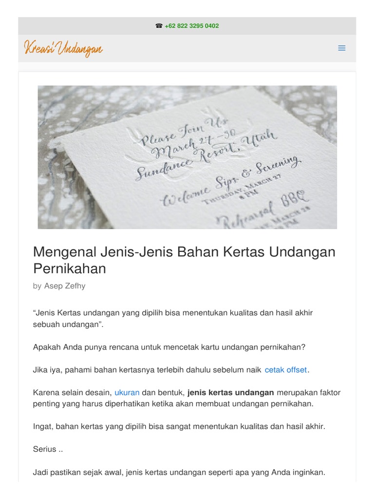 14 Jenis Kertas Undangan Pernikahan | PDF