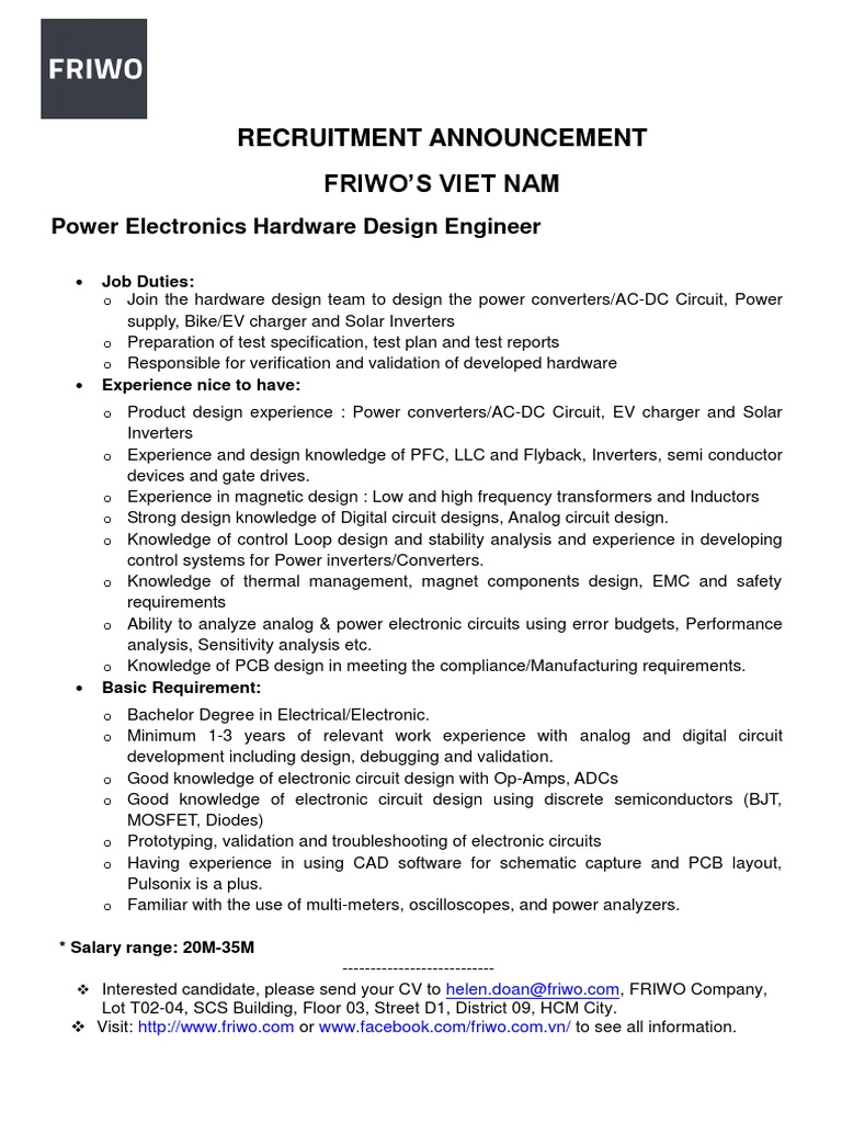 Power Electronics Engineer Job Opening | PDF
