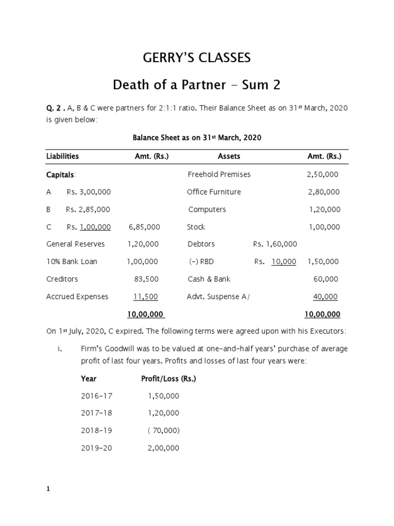 Death of Partner Accounting Guide | PDF | Balance Sheet | Accounting