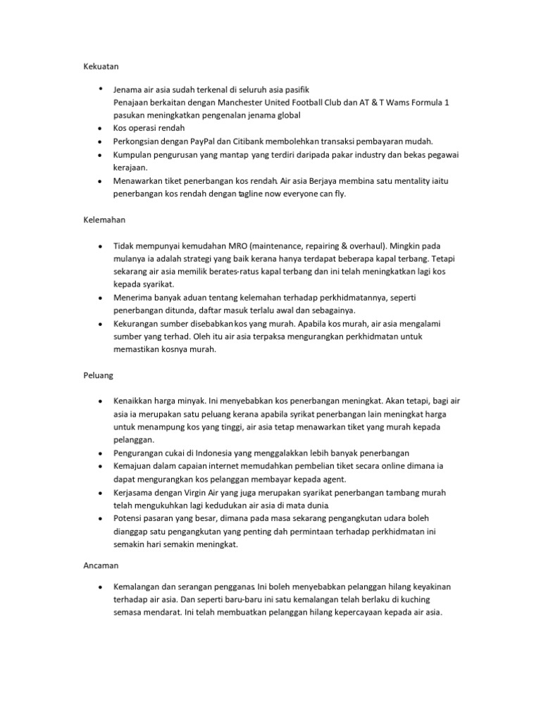 Swot Analysis - Air Asia | PDF