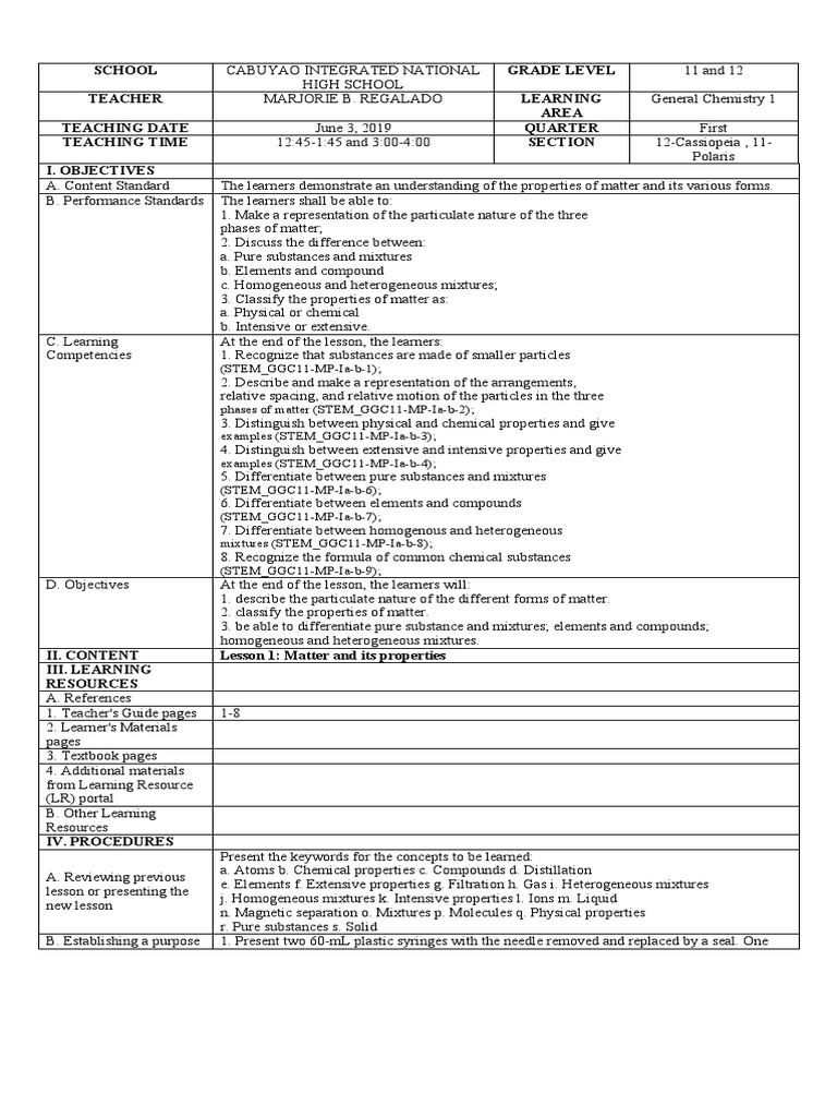 DLL Gen Chem 1 | PDF | Mixture | Chemical Substances