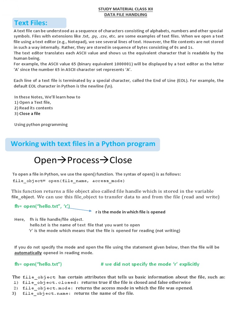 Class 12 - TEXT FILES - NOTES | PDF | Computer File | Operating System ...