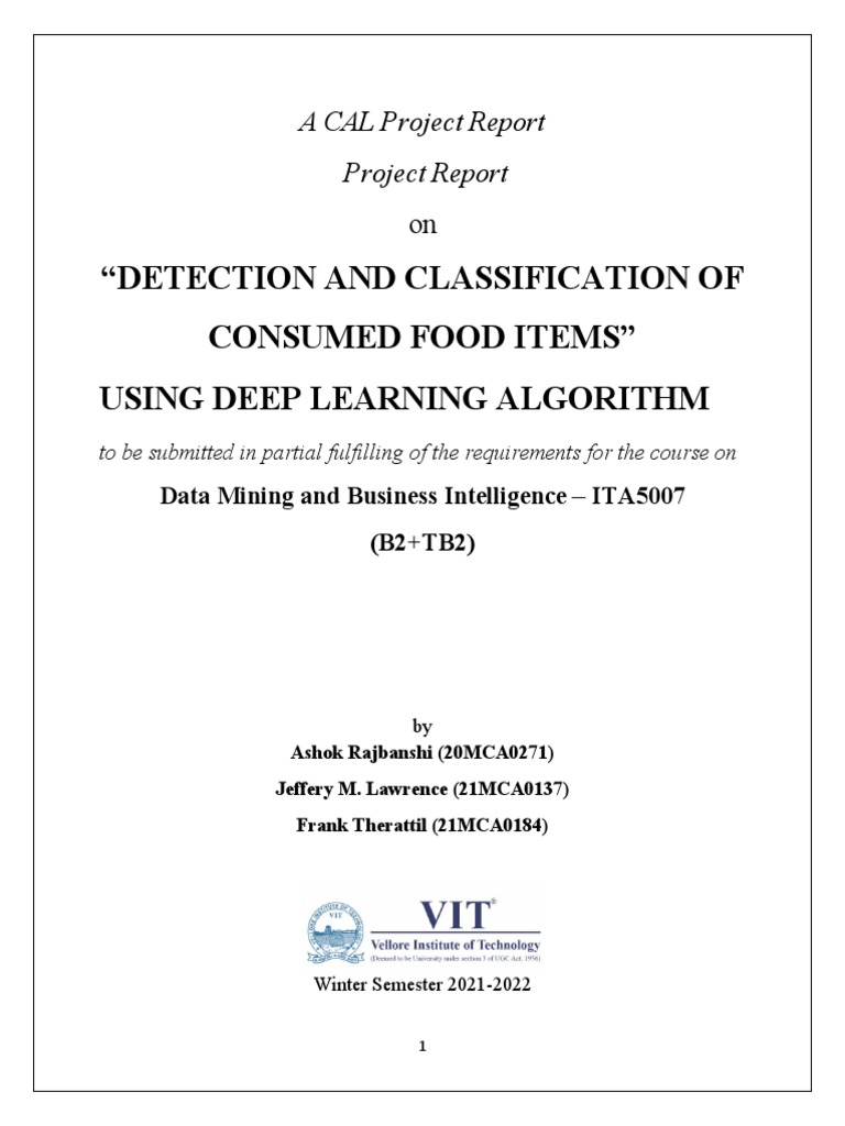 "Detection and Classification of Consumed Food Items" Using Deep Learning Algorithm | PDF | Deep ...