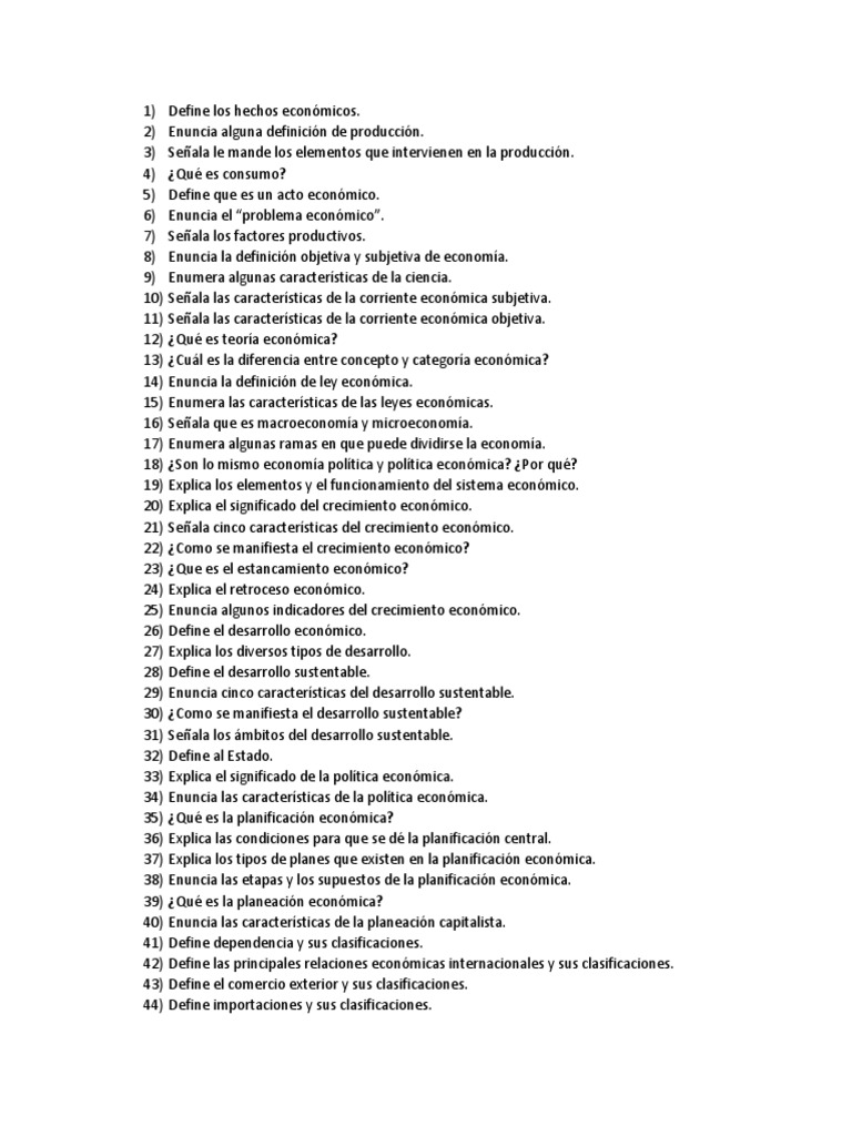 Economia (Preguntas) | PDF | Ciencias económicas | Mercado (economía)