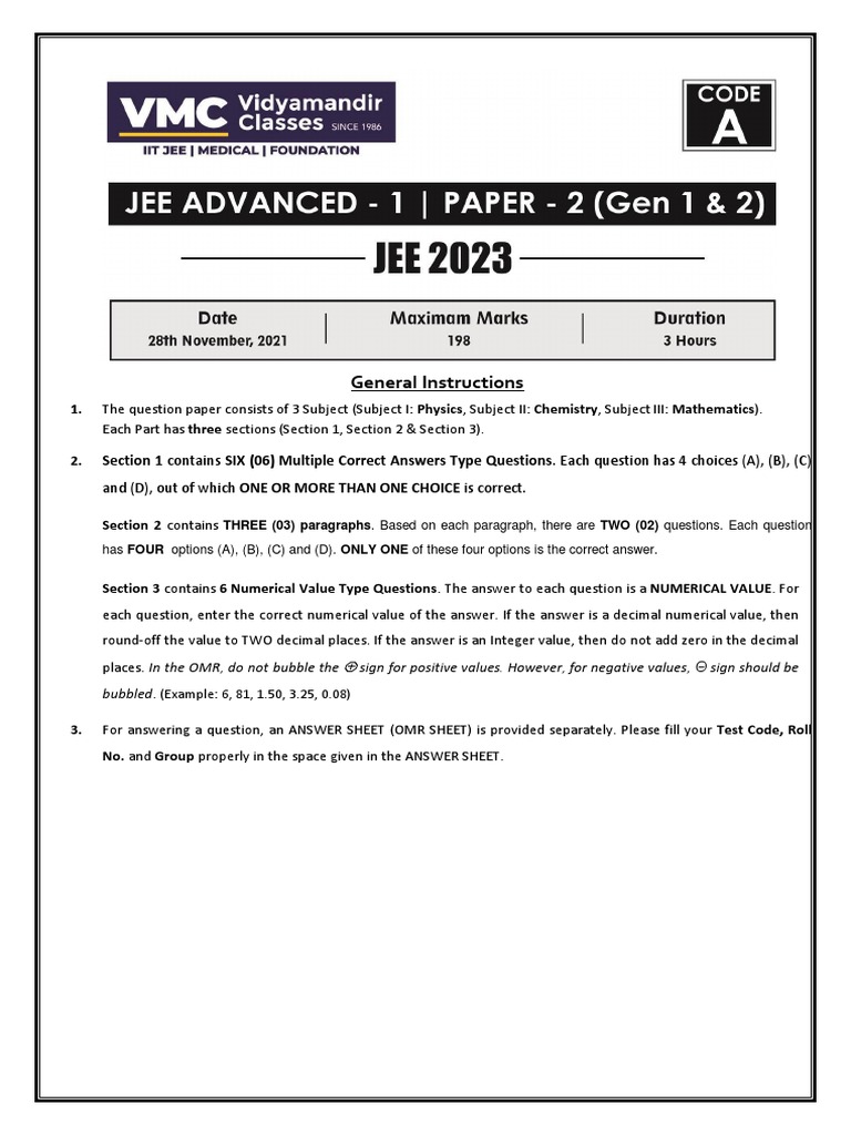 Jee Advanced 1 - Paper - 2 | PDF | Hydrogen Bond | Intermolecular Force