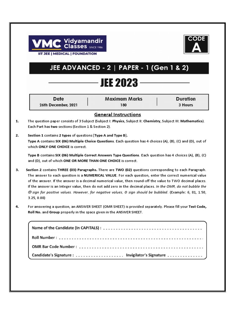 Jee Advanced 2 Paper 1 | PDF | Collision | Velocity
