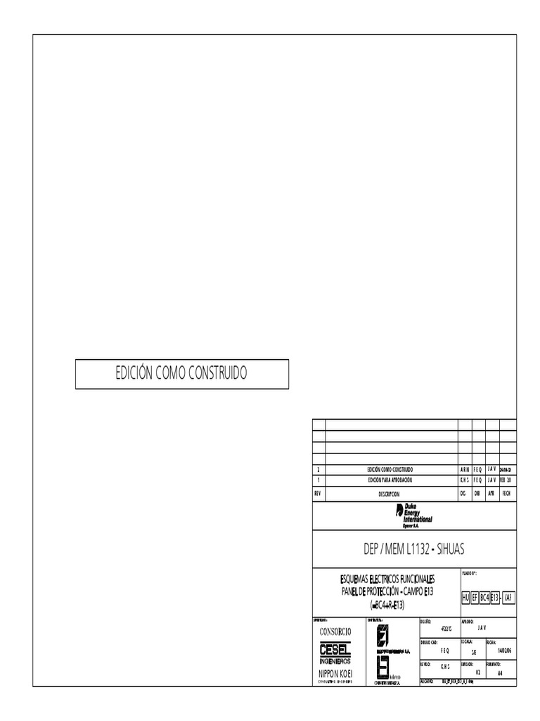 HU-EF-BC4 E13 Esquemas Electricos Panel Proteccion Campo E13 | PDF