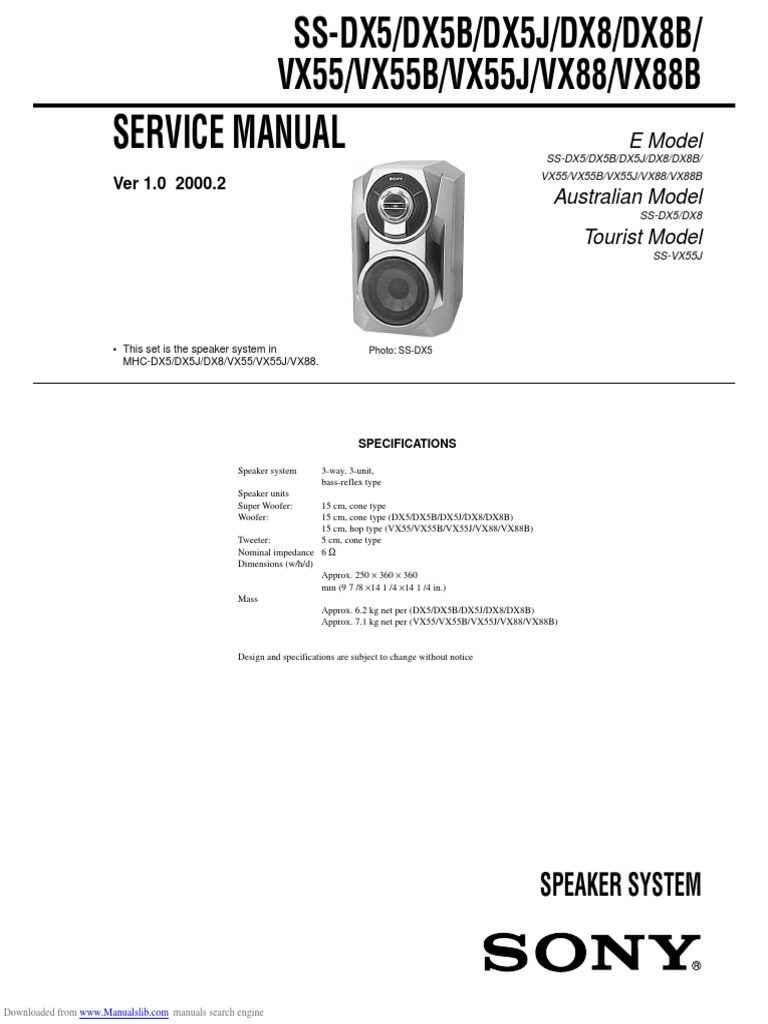 Service Manual: Speaker System | PDF | Loudspeaker | Signal Processing