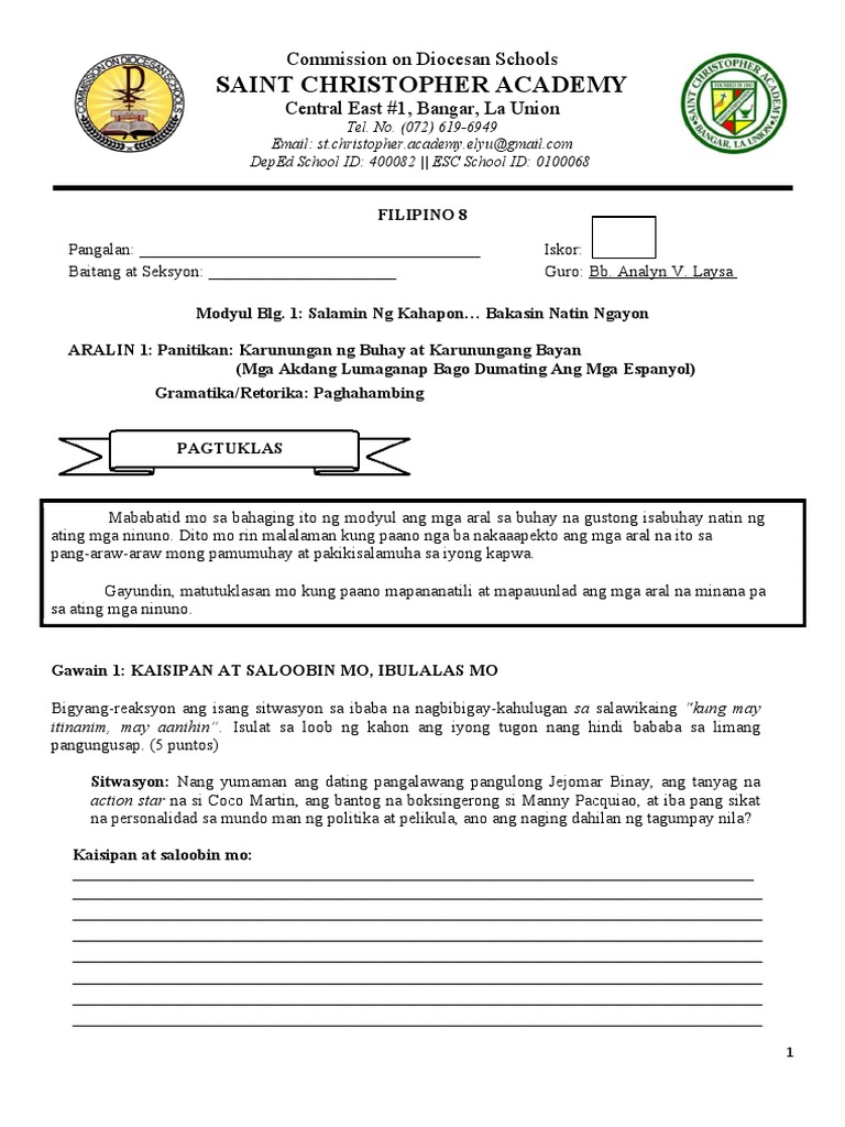 Fil 8 Modyul 1 | PDF
