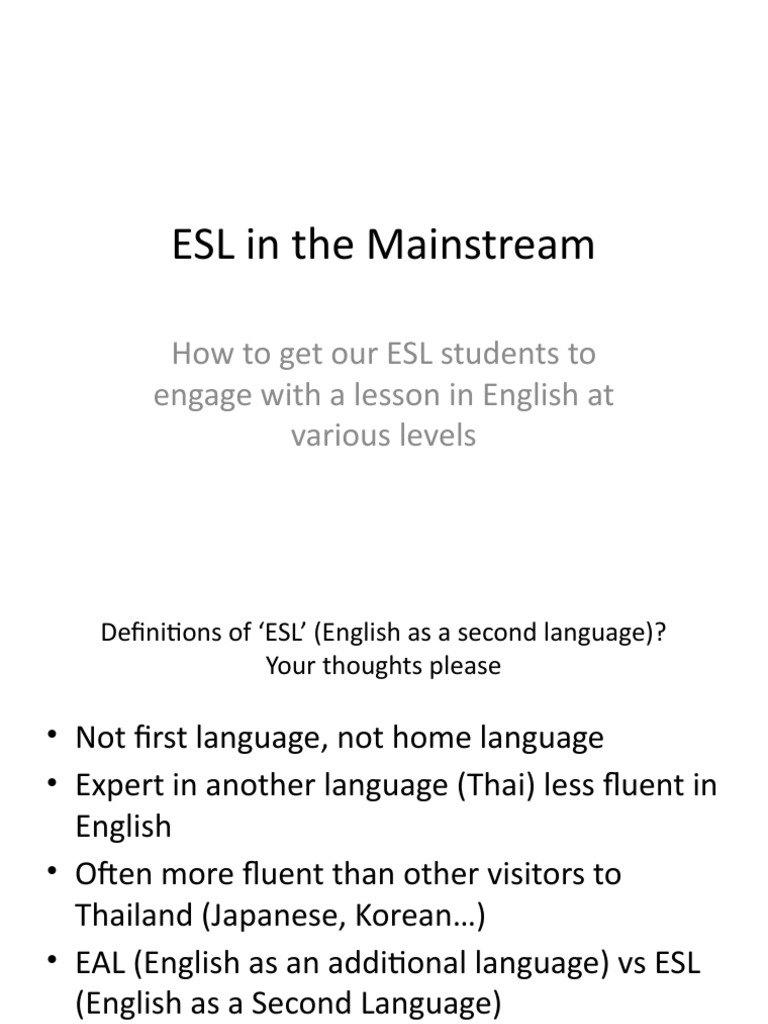 ESL in The Mainstream - Talk Moves | PDF | English As A Second Or ...