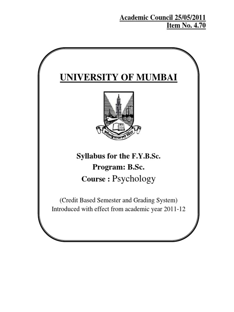 University of Mumbai: Psychology | PDF | Psychology | Psychotherapy