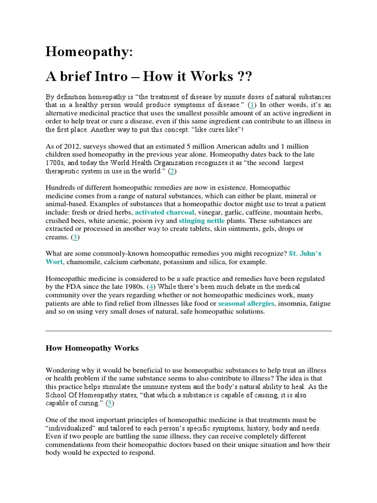 Homeopathy - A brief Intro | PDF | Homeopathy | Naturopathy