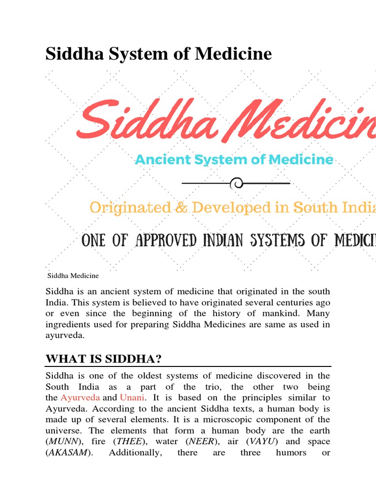 Introduction To Siddha System of Medicine | PDF | Ayurveda | Health Care