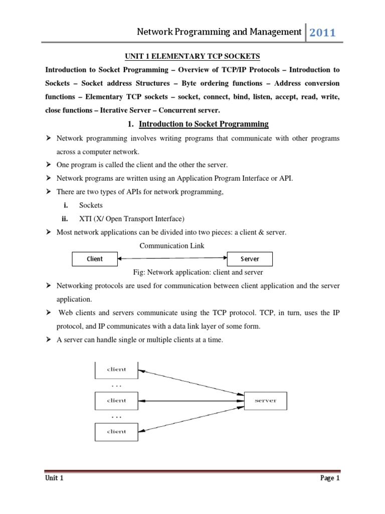 Unit 1 | PDF | Transmission Control Protocol | Network Socket
