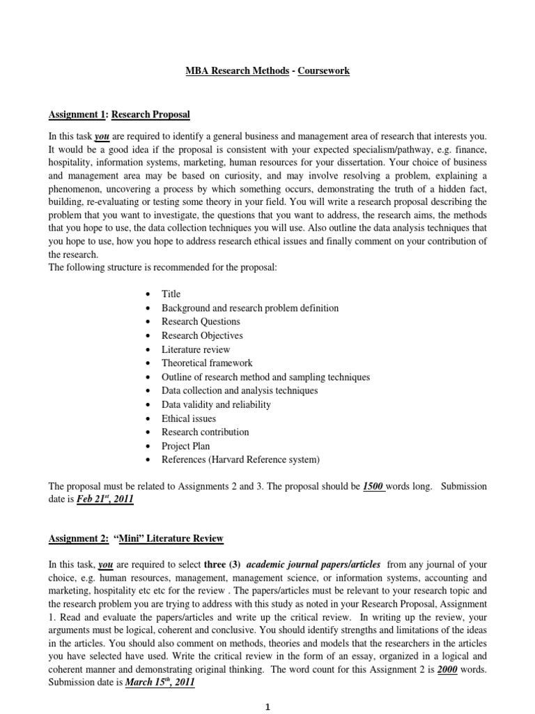 MBA Research Methods - Course Work | PDF | Literature Review | Academic ...