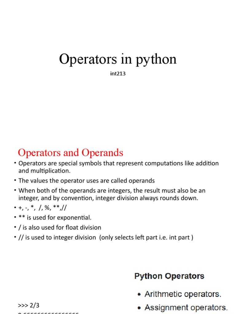 C 1 UNIT CH3 Operators in Python | PDF | Boolean Data Type | Software ...