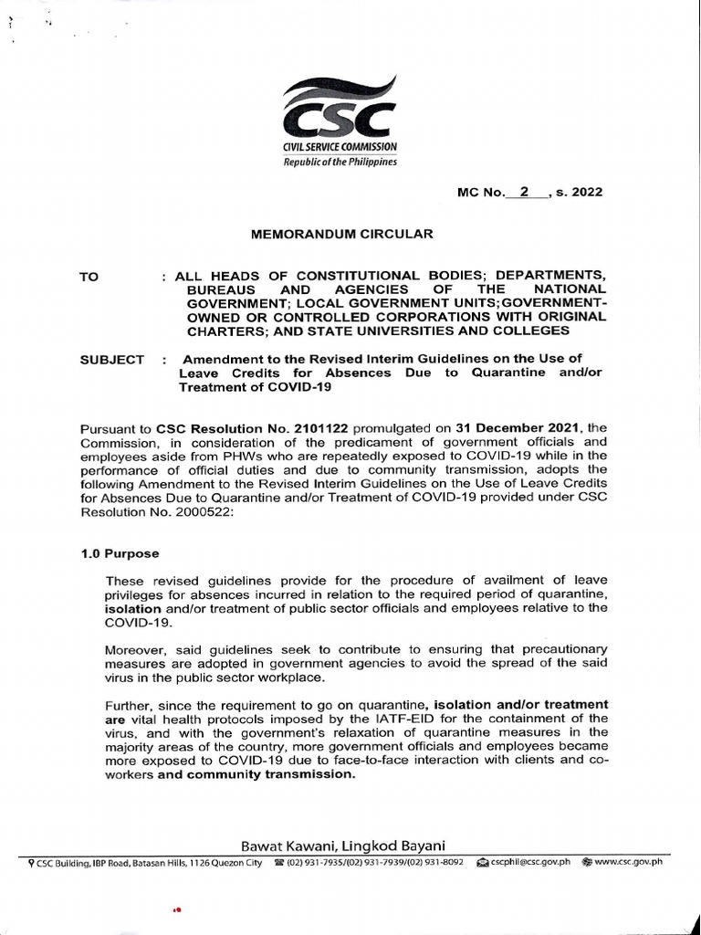 CSC MC No. 2, s. 2022_0001 | PDF