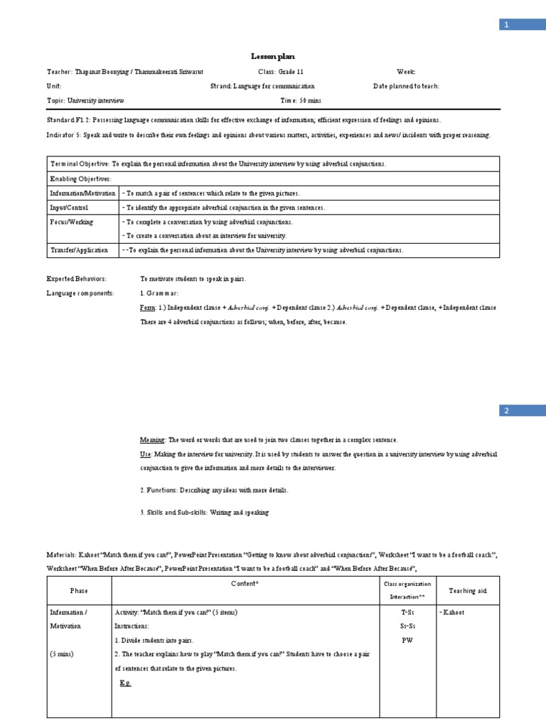 Adverbial Conjunctions in Interviews | PDF | Information | Clause