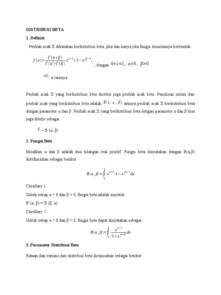 Distribusi Beta dan Aplikasinya | PDF | Metode & Bahan Ajar