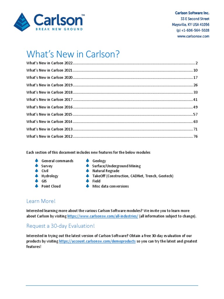 What's New in Carlson's Office Software | PDF | Geographic Information ...