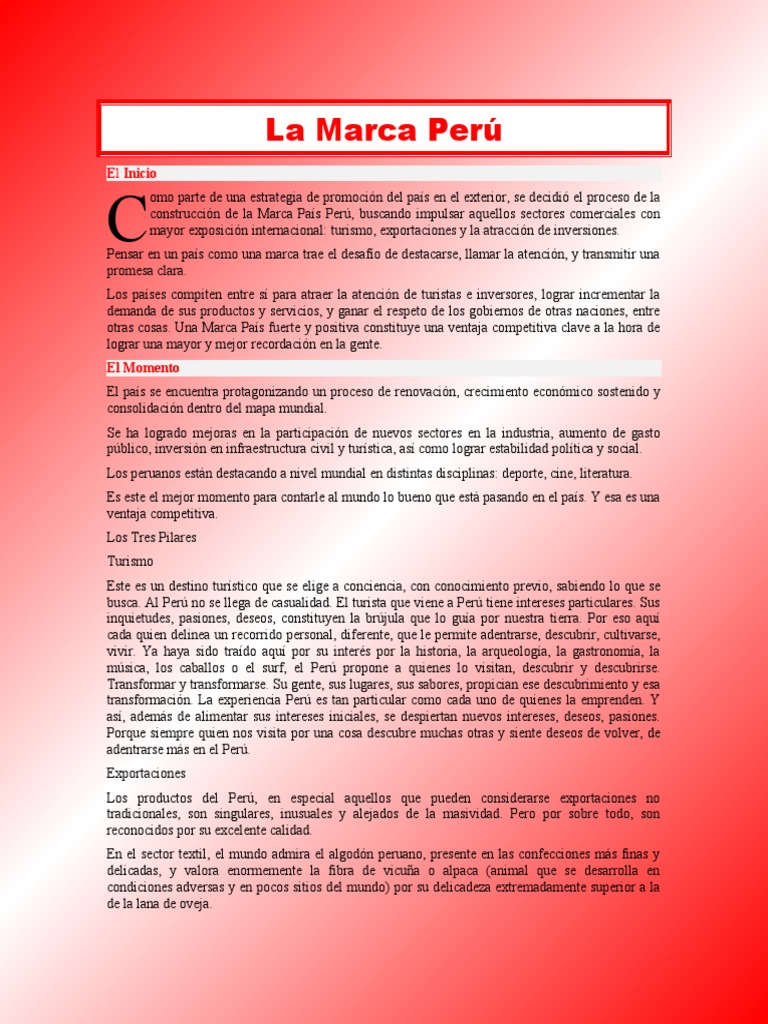 Marca Perú | PDF | Perú | Turismo