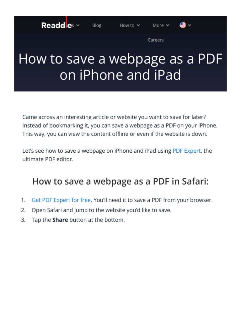 How To Save A Webpage As A PDF On Iphone and Ipad | PDF | Apple Inc ...