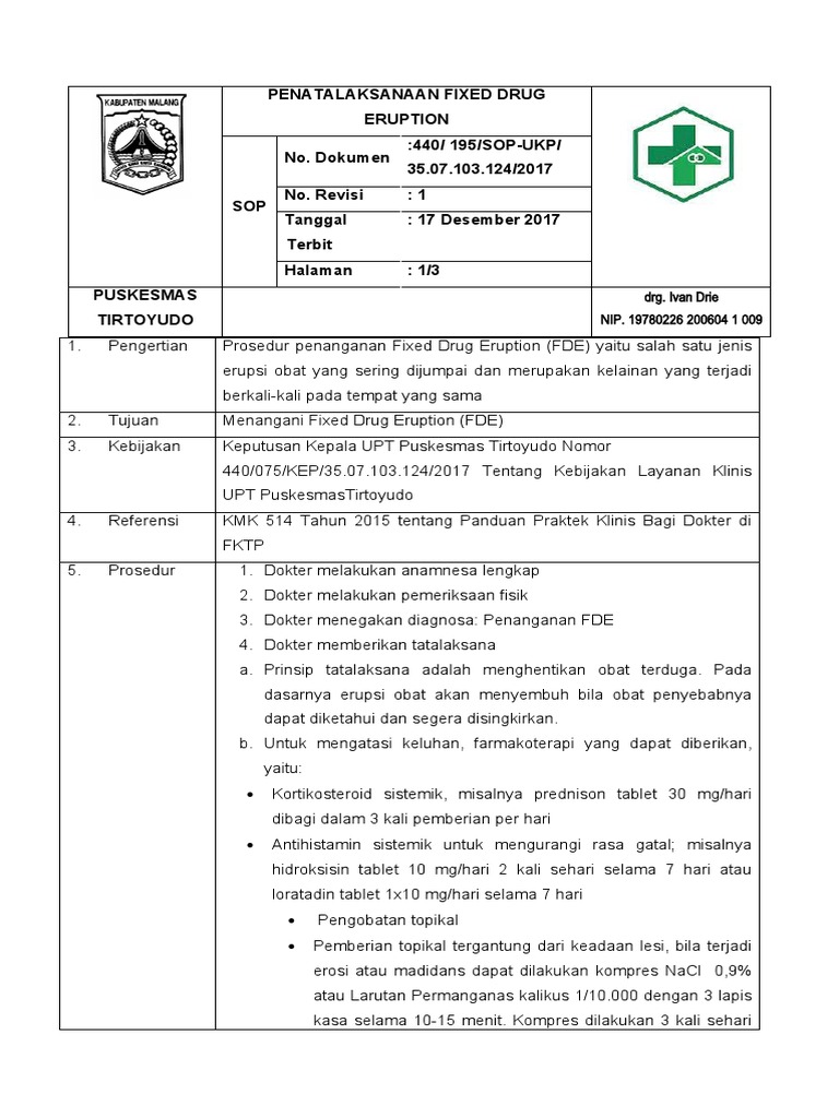 Penanganan Fixed Drug Eruption (FDE) | PDF