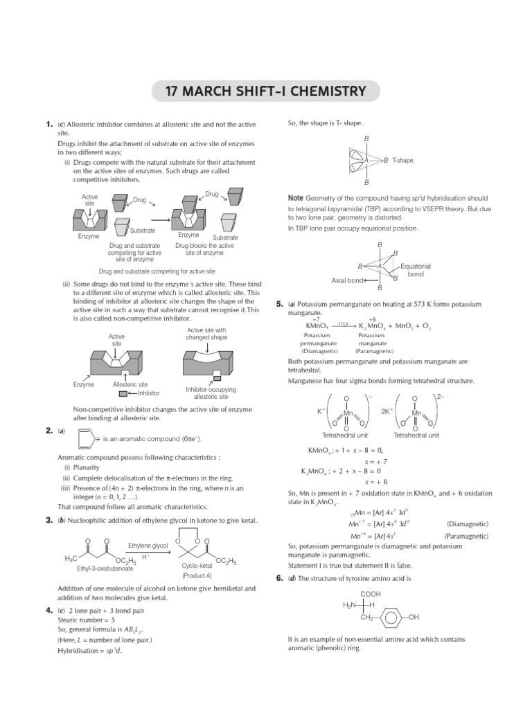 17 March Shift-I Chemistry | PDF | Amine | Chemical Reactions