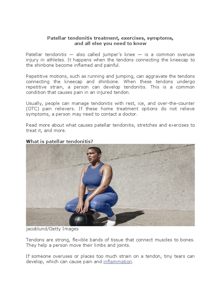 Patellar Tendonitis: Symptoms & Treatment Guide | PDF | Knee | Physical ...