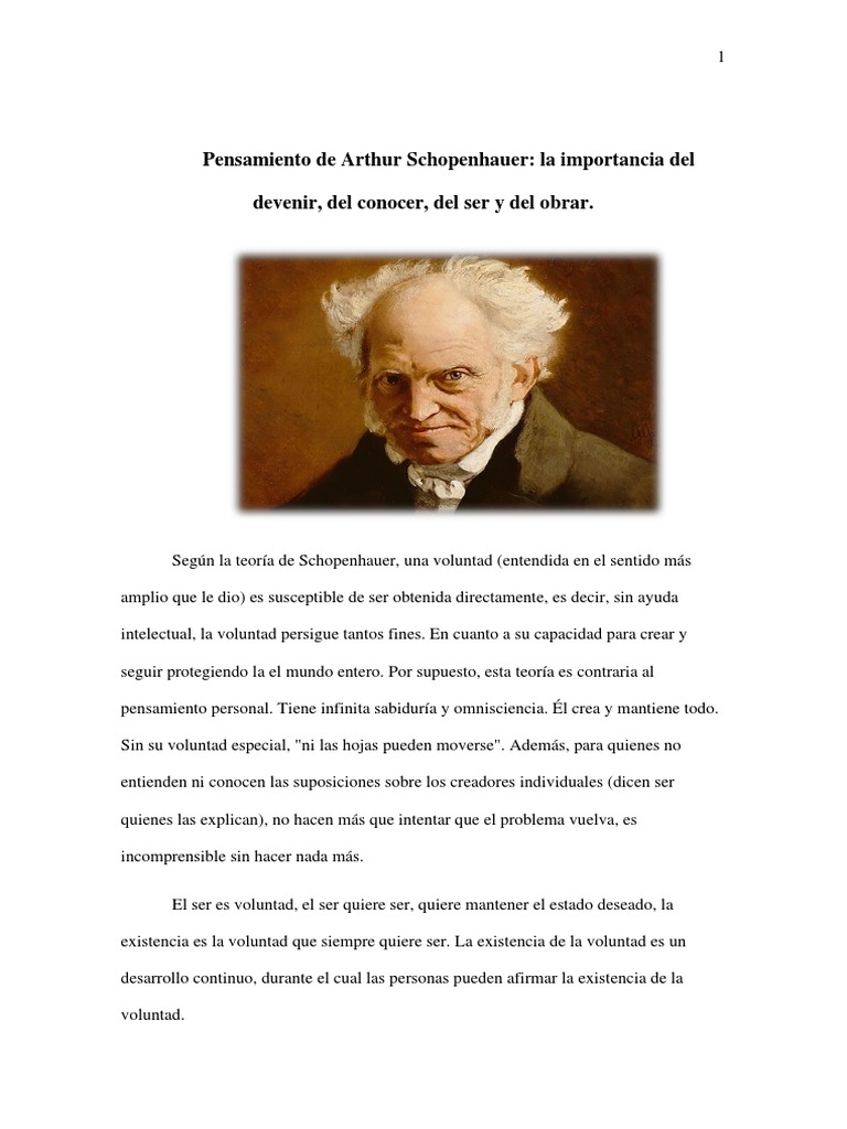 Analisis Del Pensamiento de Arthur Schopenhauer | PDF | Filosofía | Existencia
