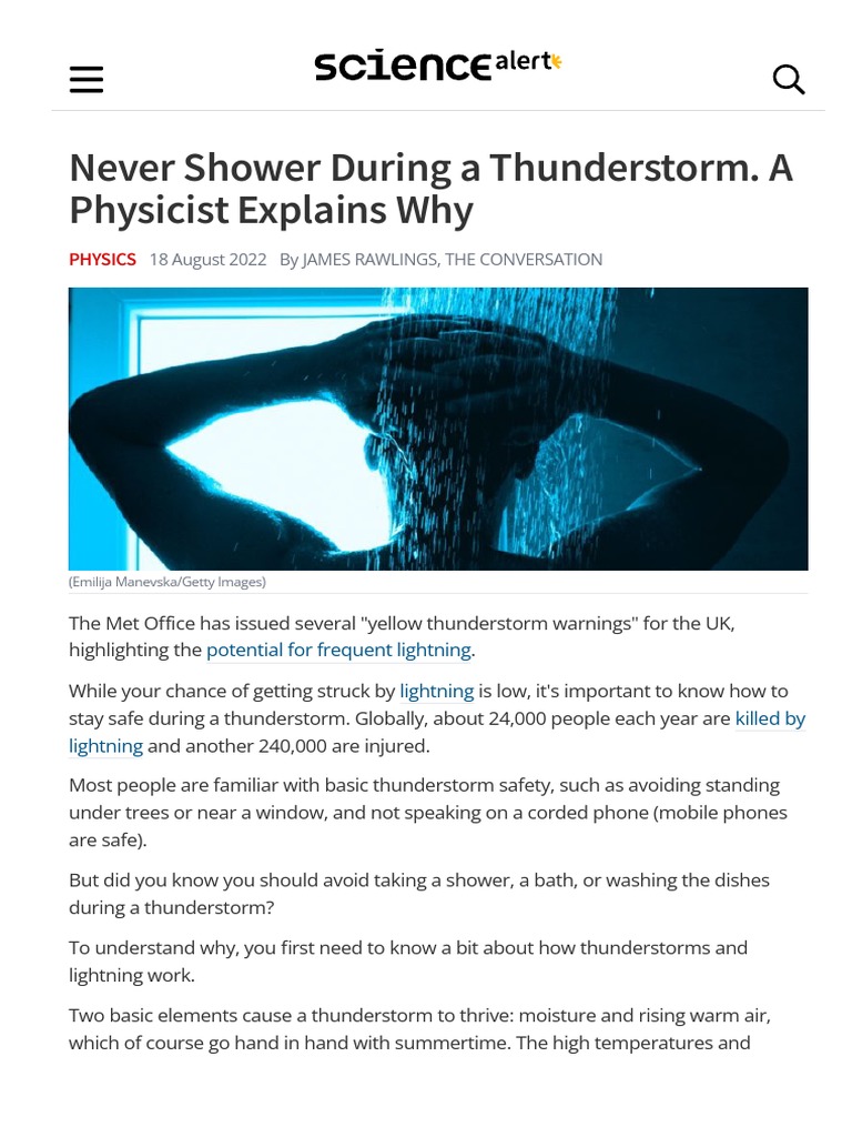 Avoid Showers During Thunderstorms | PDF | Lightning | Thunderstorm