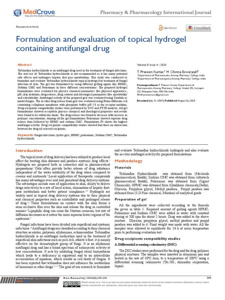 Formulation and Evaluation of Topical Hydrogel Containing Antifungal ...